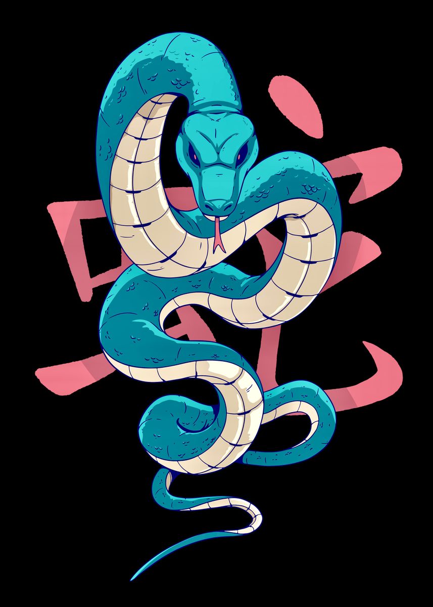 'Snake' Poster, picture, metal print, paint by Simon Darren | Displate