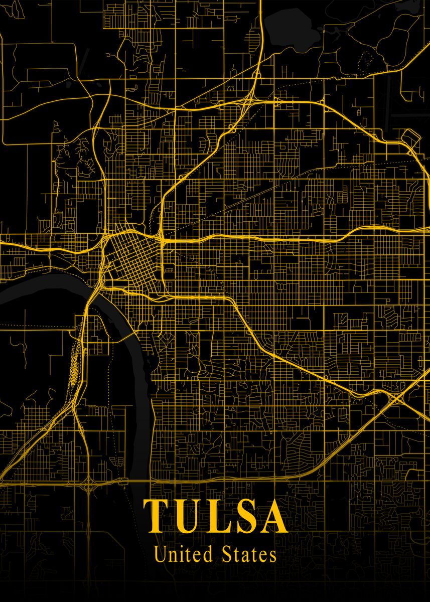 'Tulsa City Map USA' Poster, picture, metal print, paint by Max Ronn ...