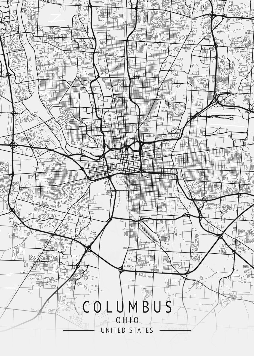 'Columbus Ohio City Map USA' Poster, picture, metal print, paint by Max ...