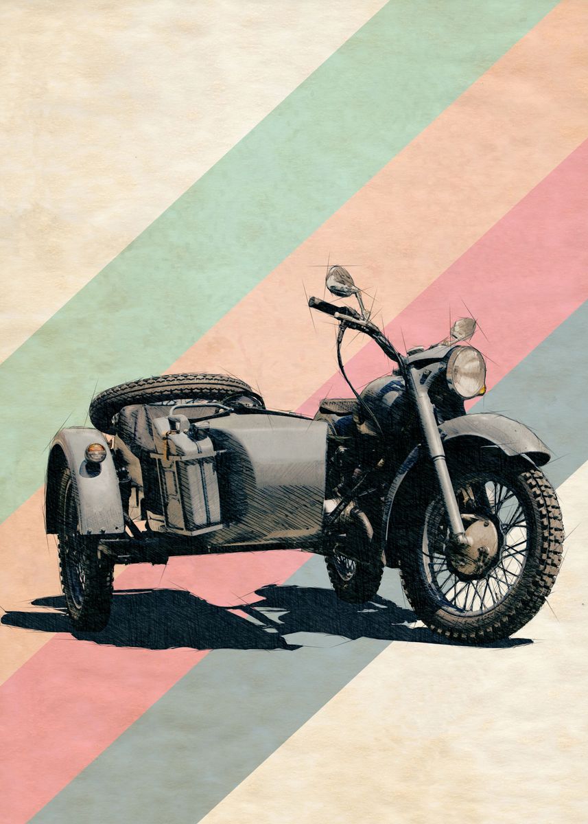 'MOTORCYCLE RAINBOW' Poster, picture, metal print, paint by Atomic ...