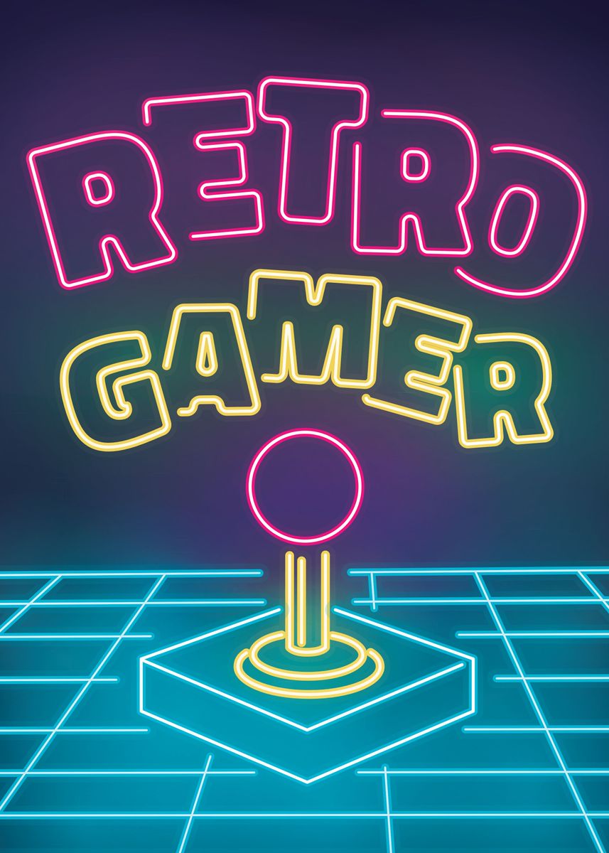 'Retro Gamer Joystick Game' Poster, picture, metal print, paint by ...