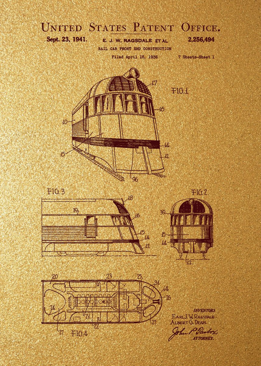 '24 Zephyr Train Patent Pr' Poster, picture, metal print, paint by Jana ...