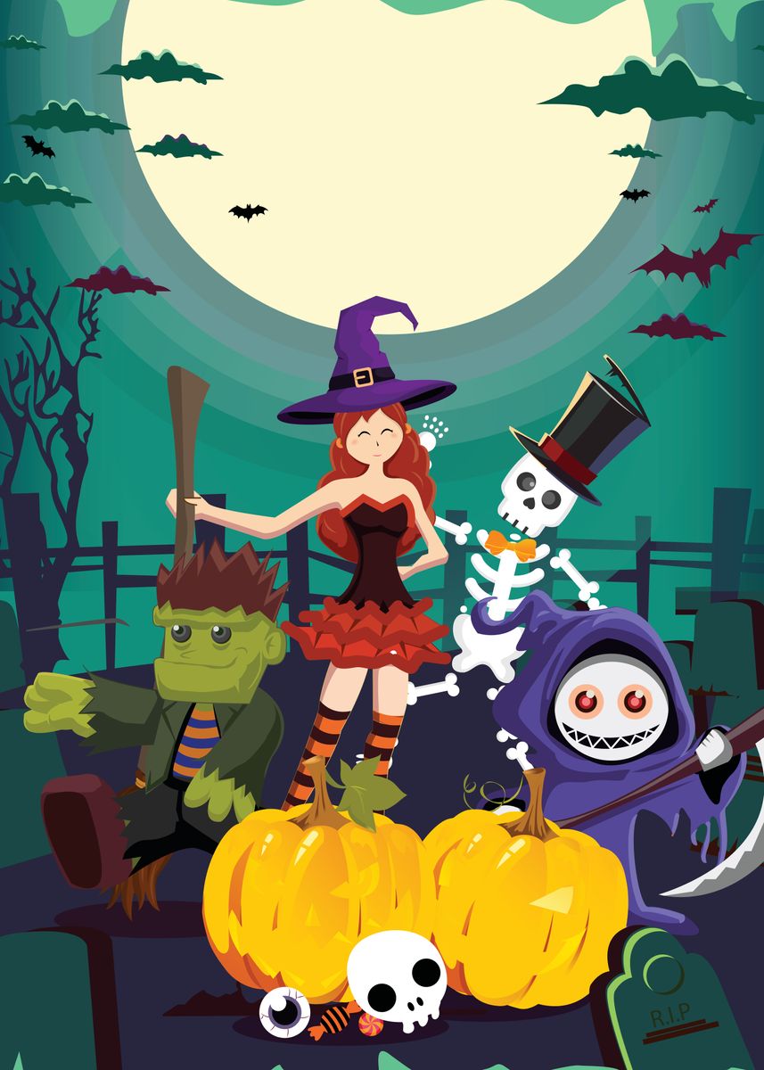 'The cute witch' Poster, picture, metal print, paint by Stu Pidroid ...