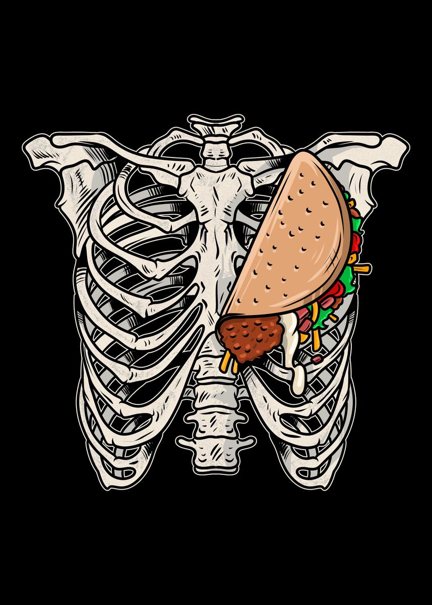 'Halloween Skeleton Taco Co' Poster, picture, metal print, paint by ...