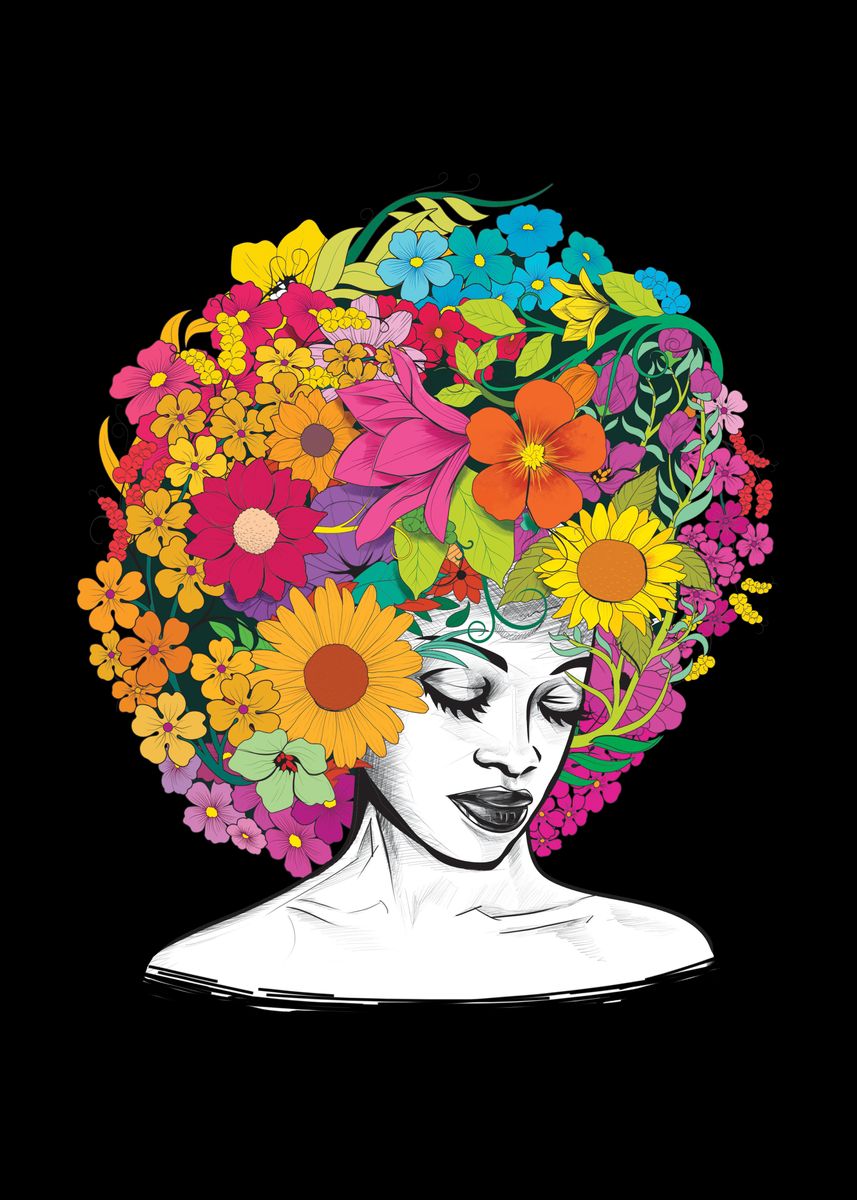 'Melanin Queen Afro Women' Poster, picture, metal print, paint by ...