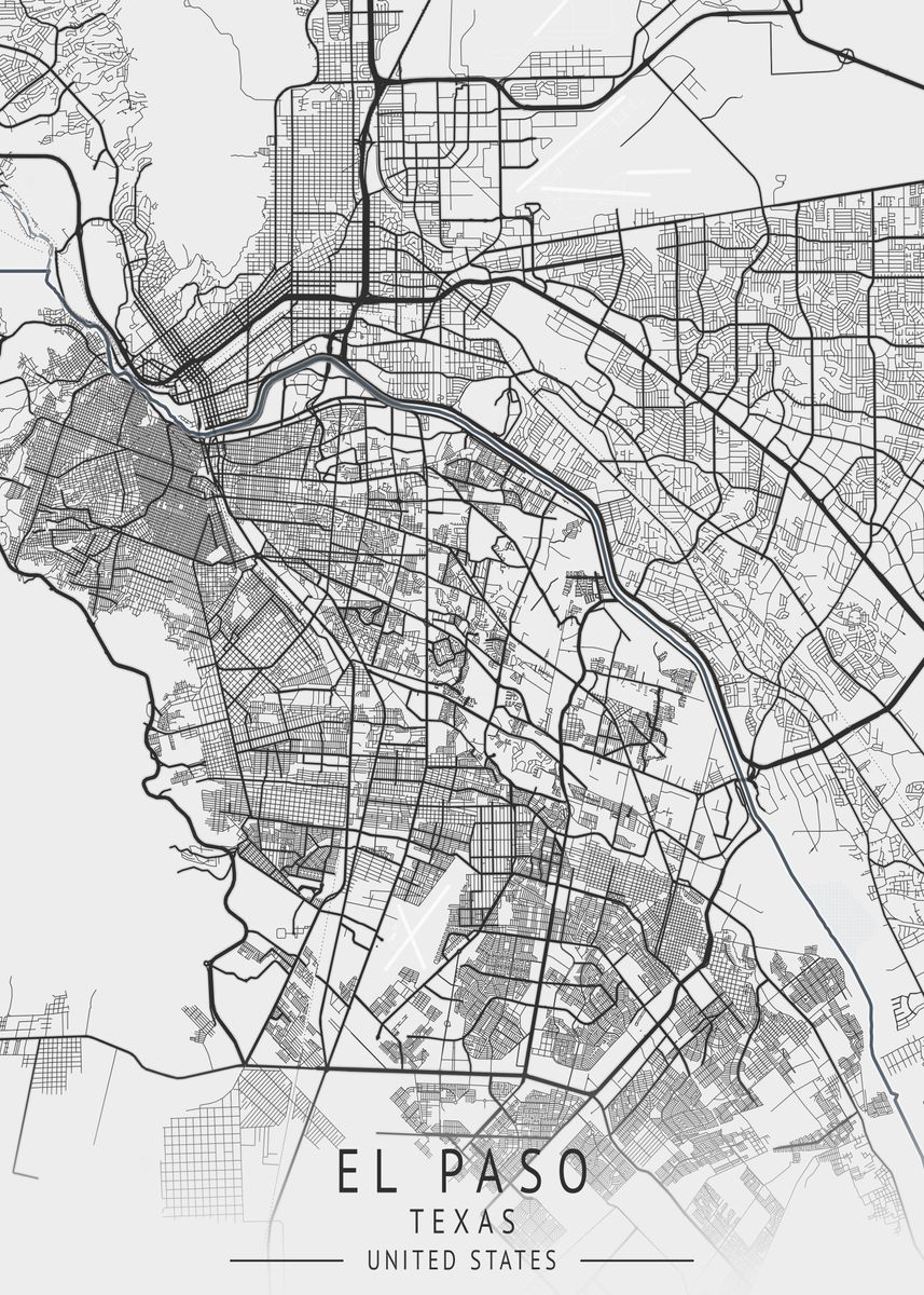'El Paso Texas City Map' Poster by Tim Hinz | Displate