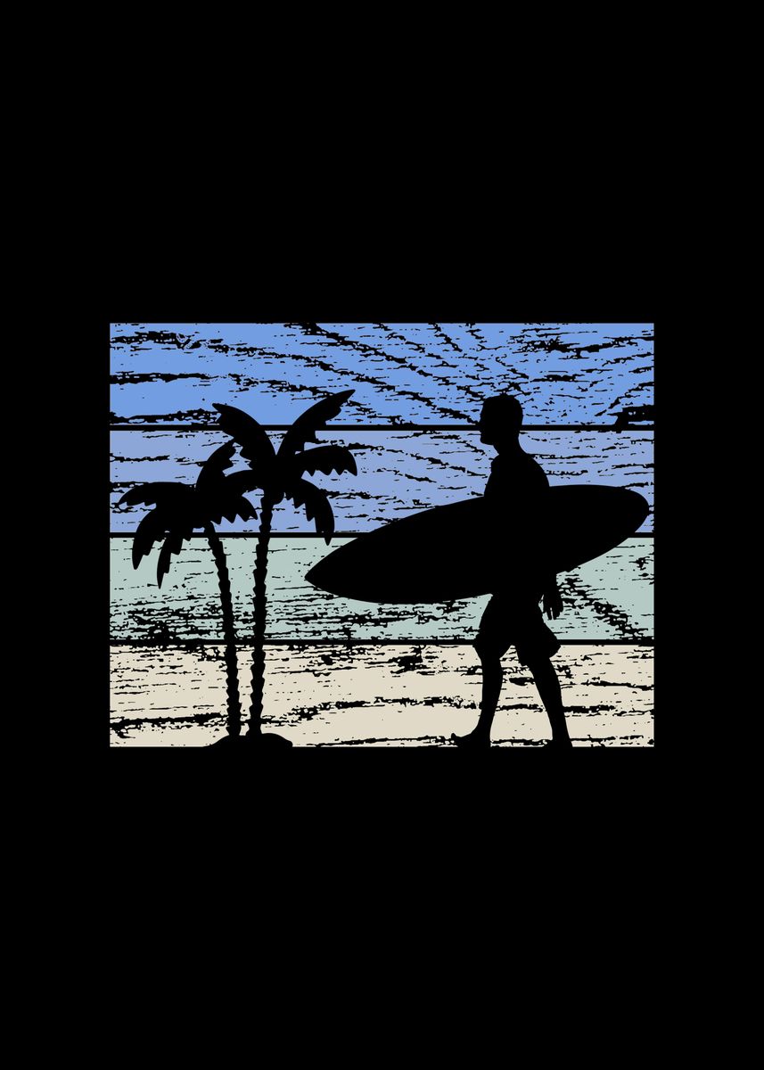 'Surfing Surfer' Poster, picture, metal print, paint by Shiva121 | Displate
