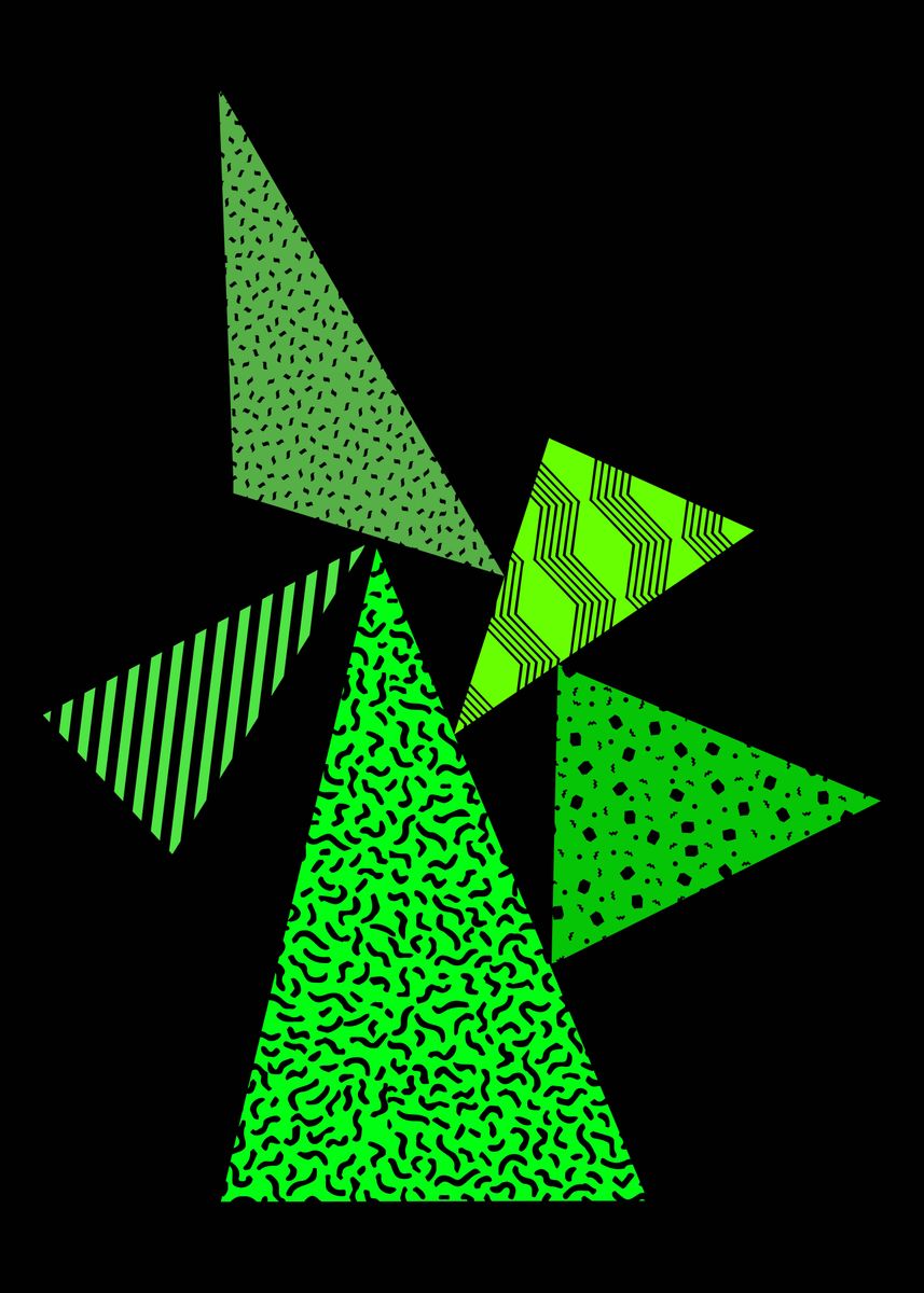 'Memphis patterns in Green' Poster, picture, metal print, paint by ...