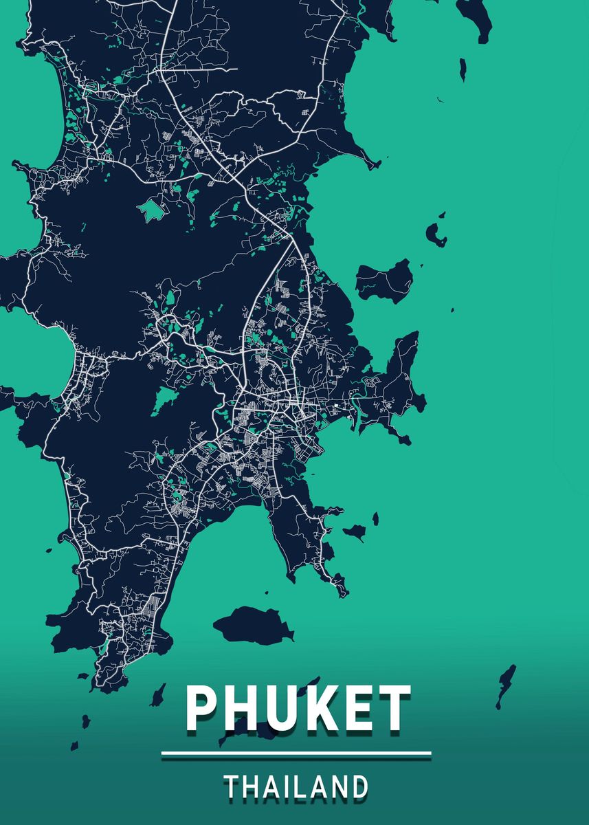 'Phuket City Map Thailand' Poster by Max Ronn | Displate