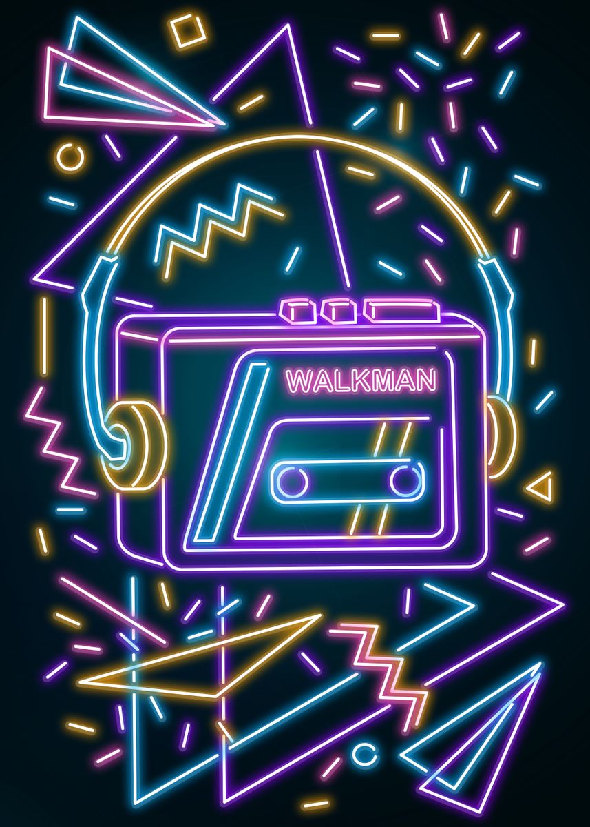 'Retro Walkman' Poster, picture, metal print, paint by Donnie | Displate