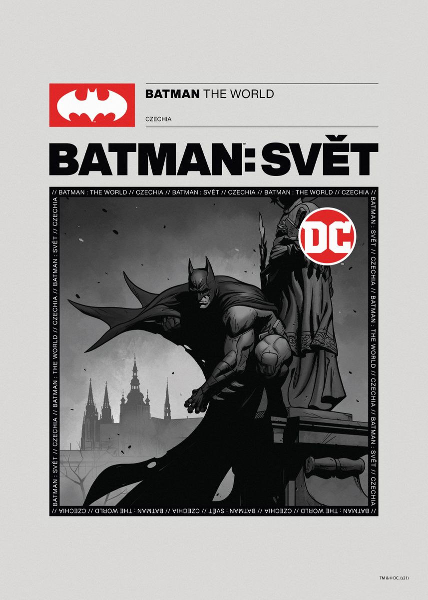 'Batman The World BW Czech Republic' Poster, picture, metal print ...