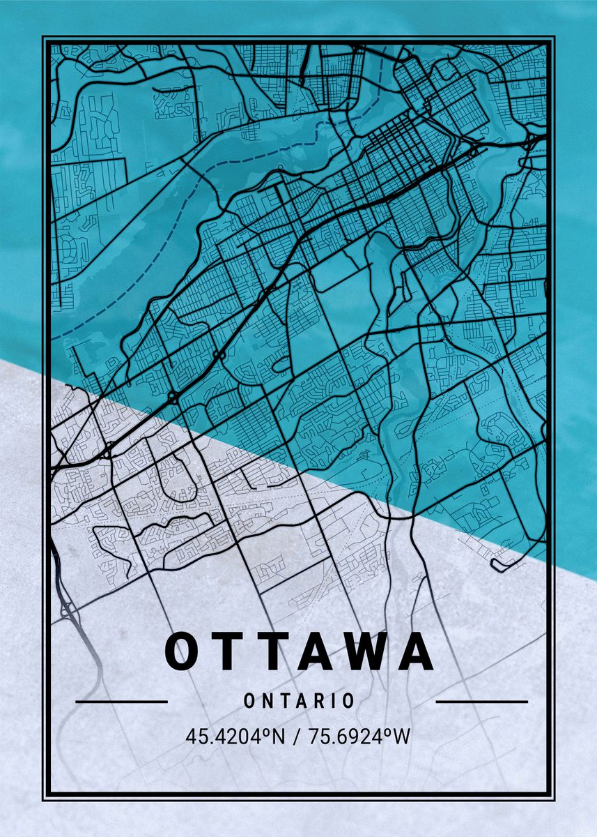 'Ottawa City Map Canada' Poster, picture, metal print, paint by Max ...
