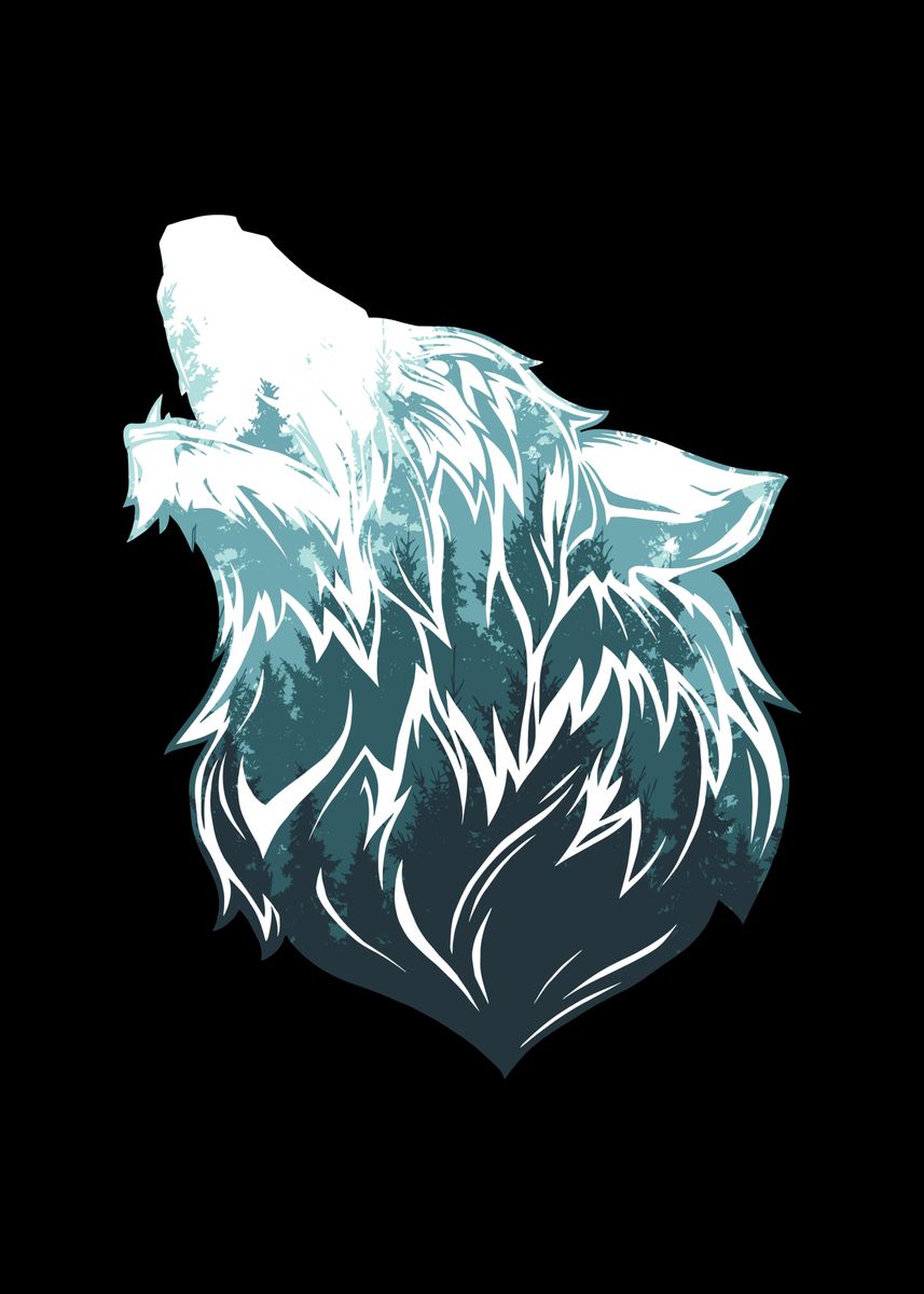 'Wolf Howl Wilderness' Poster by Mooon | Displate