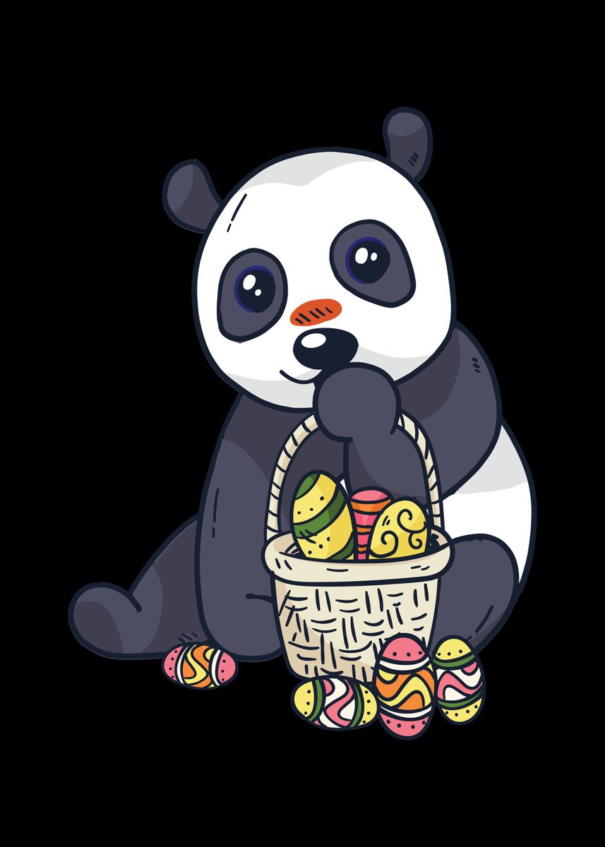'Easter panda' Poster, picture, metal print, paint by Lukes Pixel ...