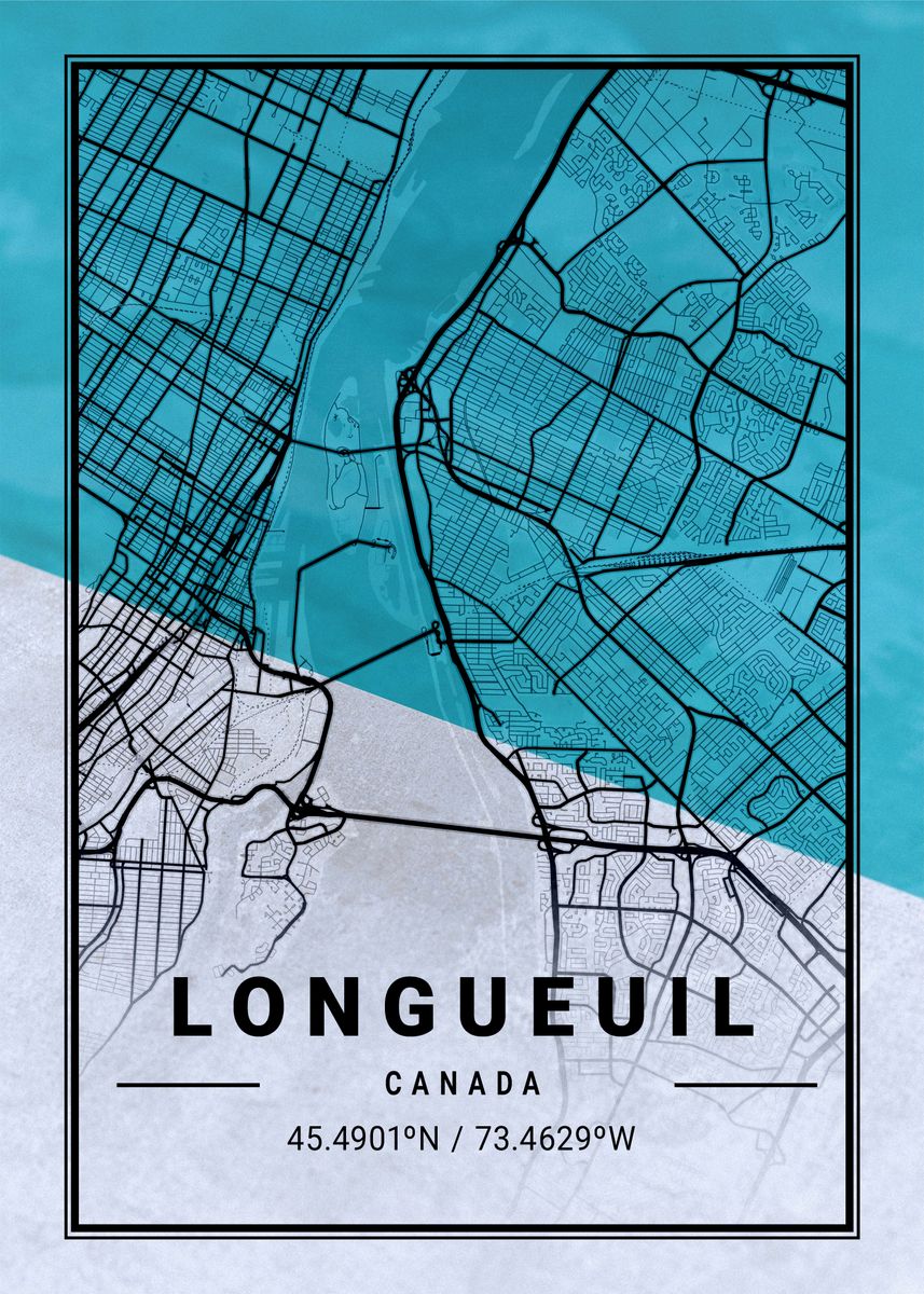 'Longueuil City Map Canada' Poster by Max Ronn | Displate