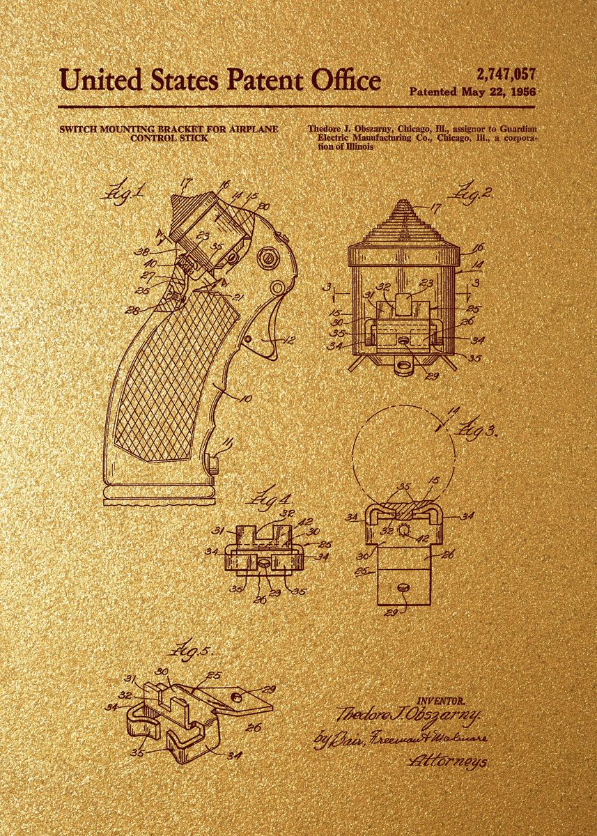 '49 Airplane Control Stick' Poster, picture, metal print, paint by ...