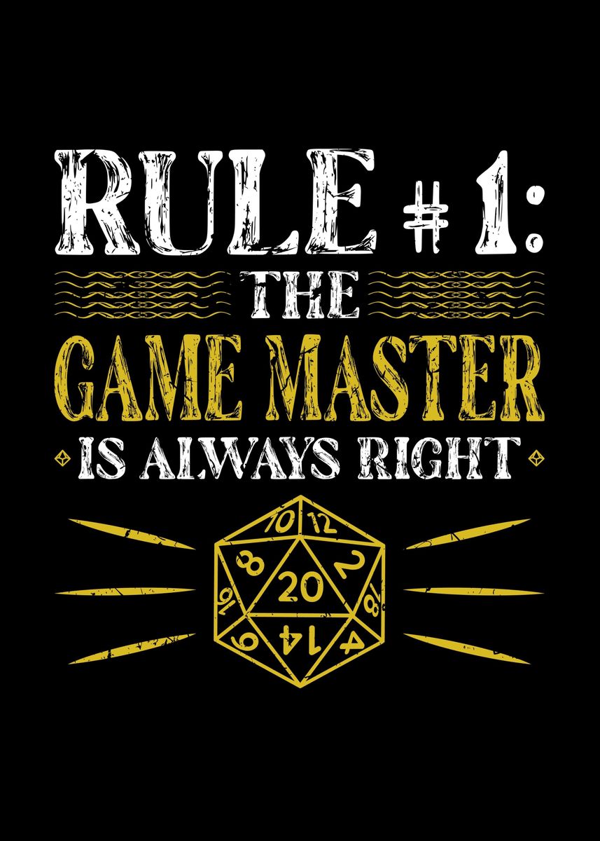 'Rule Game Master RPG Gift' Poster, picture, metal print, paint by ...