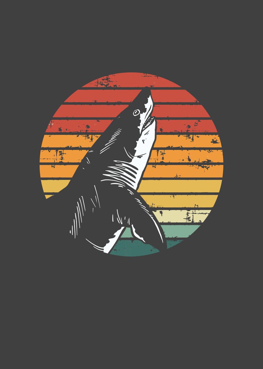 'Shark in retro vintage' Poster by BeMi | Displate