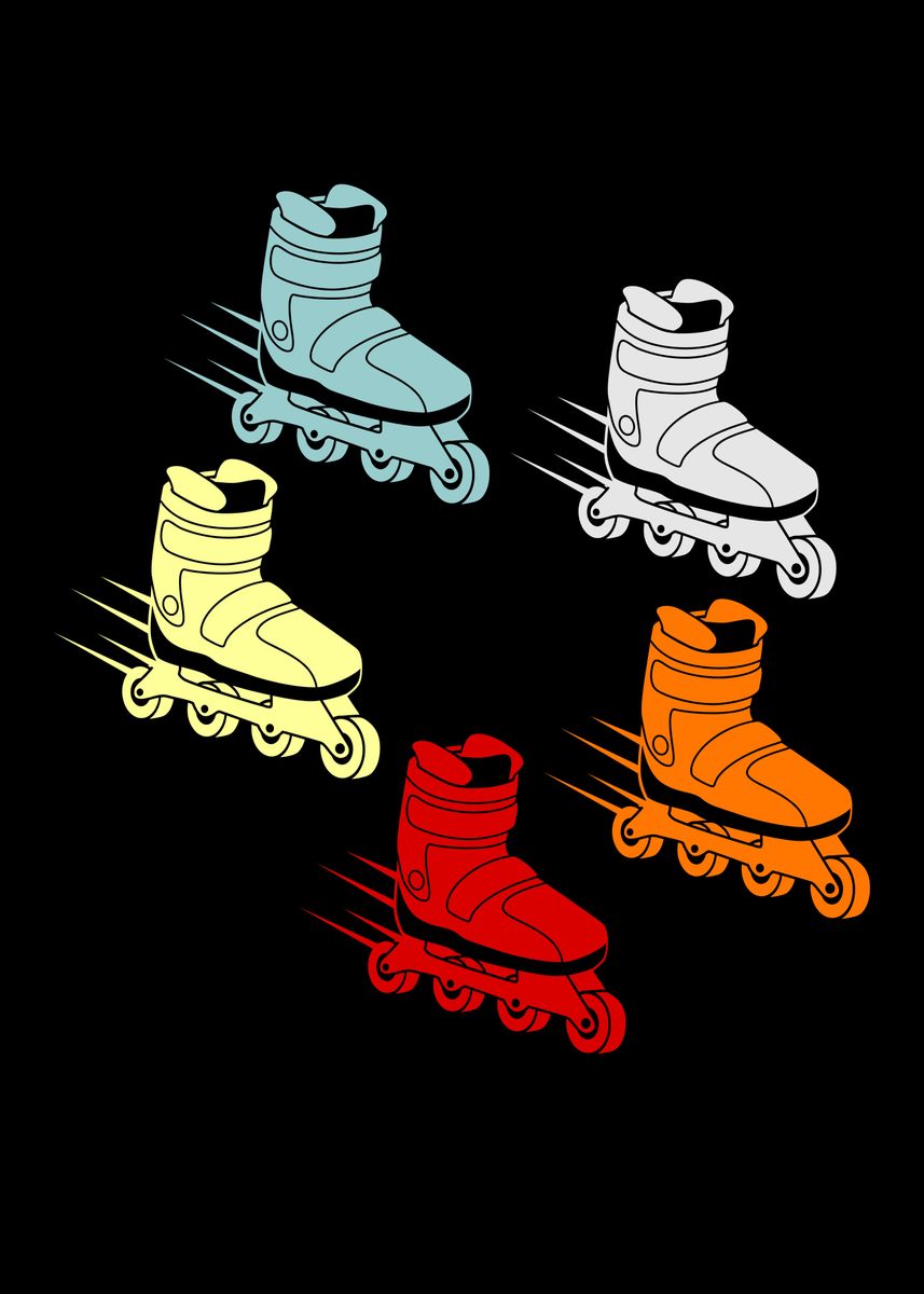 'Inline Skating' Poster, picture, metal print, paint by Hexor | Displate