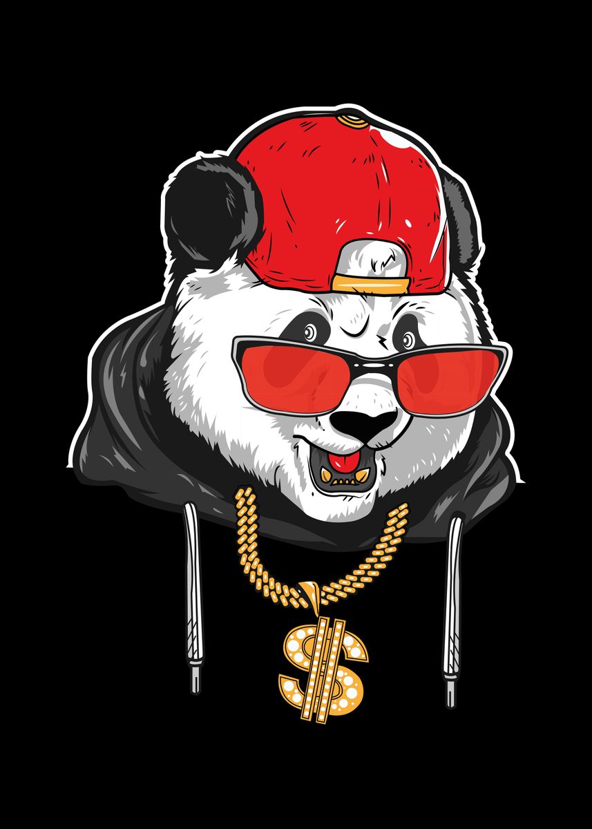 'Hip Hop panda' Poster, picture, metal print, paint by Lukes Pixel ...