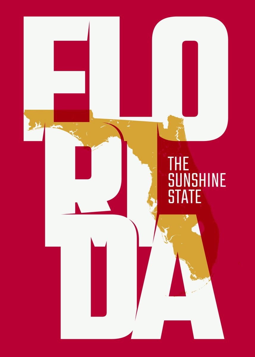 'FLORIDA THE SUNSHINE STATE' Poster, picture, metal print, paint by ...