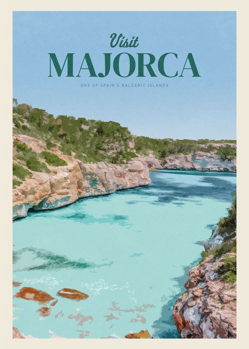 'Visit Majorca' Poster, picture, metal print, paint by Mercury Club ...