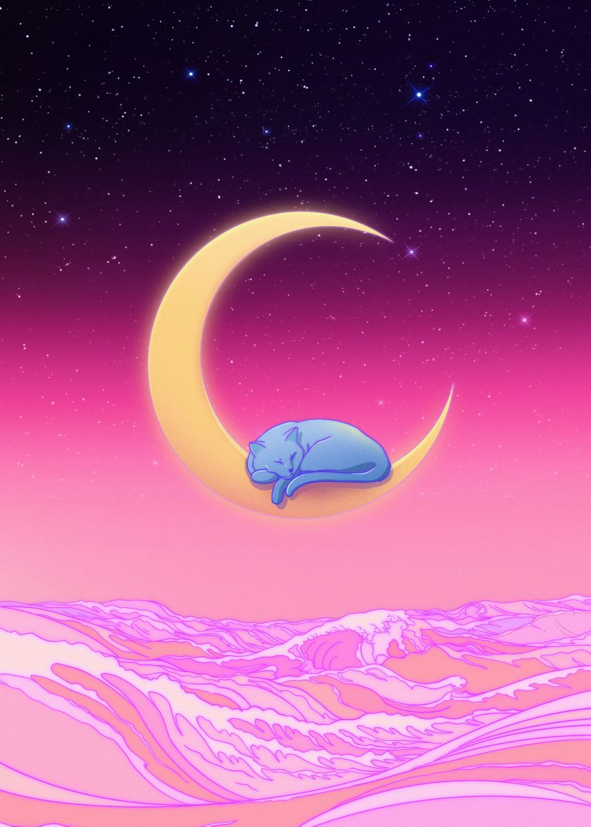 'Floating Moon' Poster, picture, metal print, paint by Elora Pautrat ...