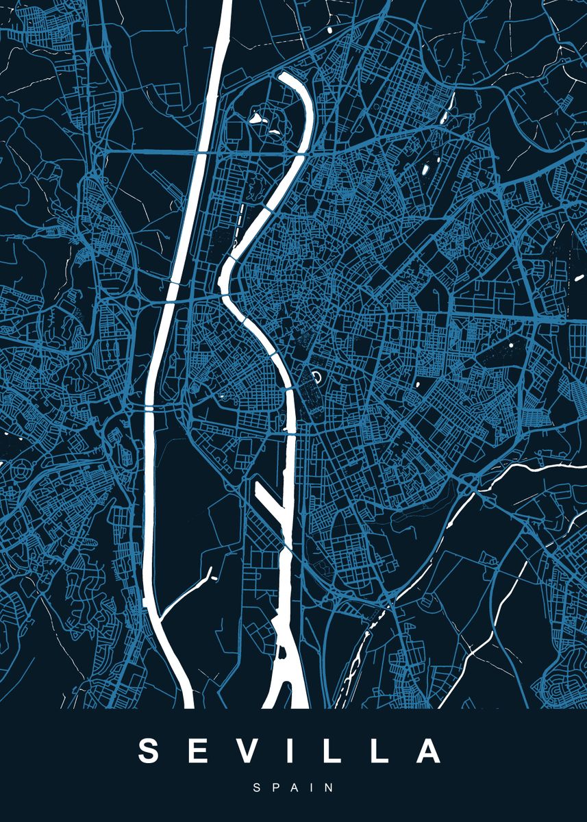 'SEVILLA City Map Spain' Poster by UrbanMaps | Displate