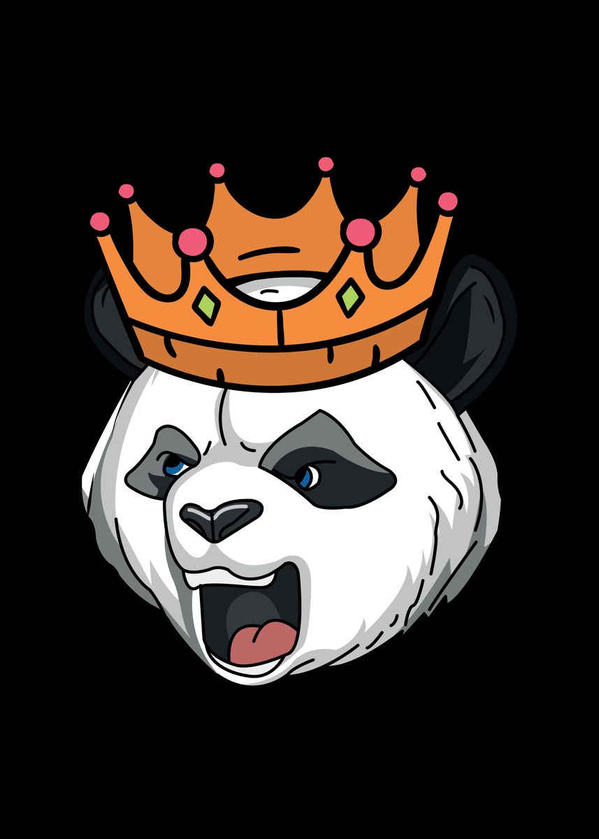 'King panda' Poster, picture, metal print, paint by Lukes Pixel Studio ...