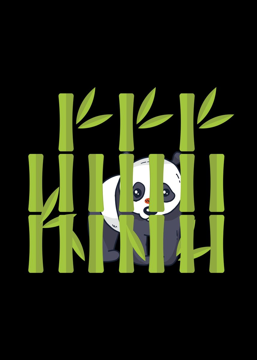 'Line paper panda' Poster by Lukes Pixel Studio | Displate