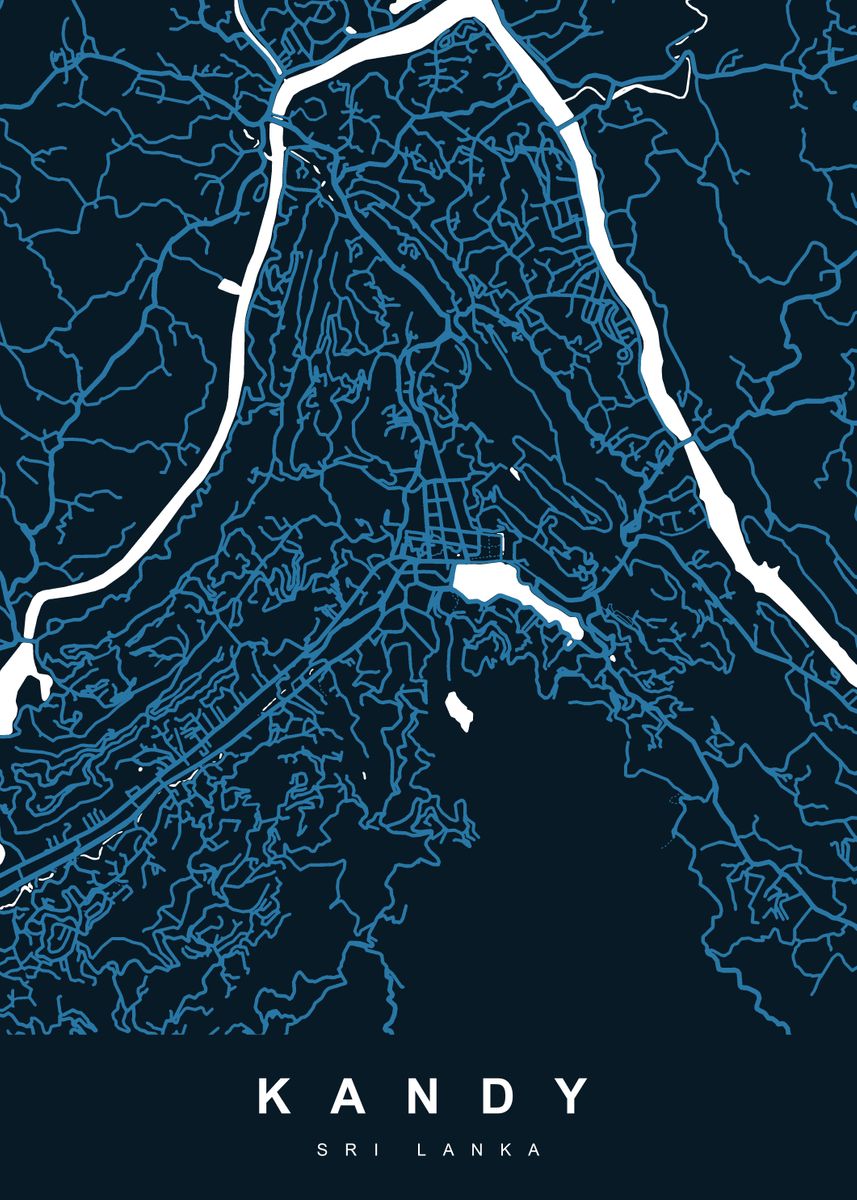 'KANDY City Map Sri Lanka' Poster, picture, metal print, paint by ...