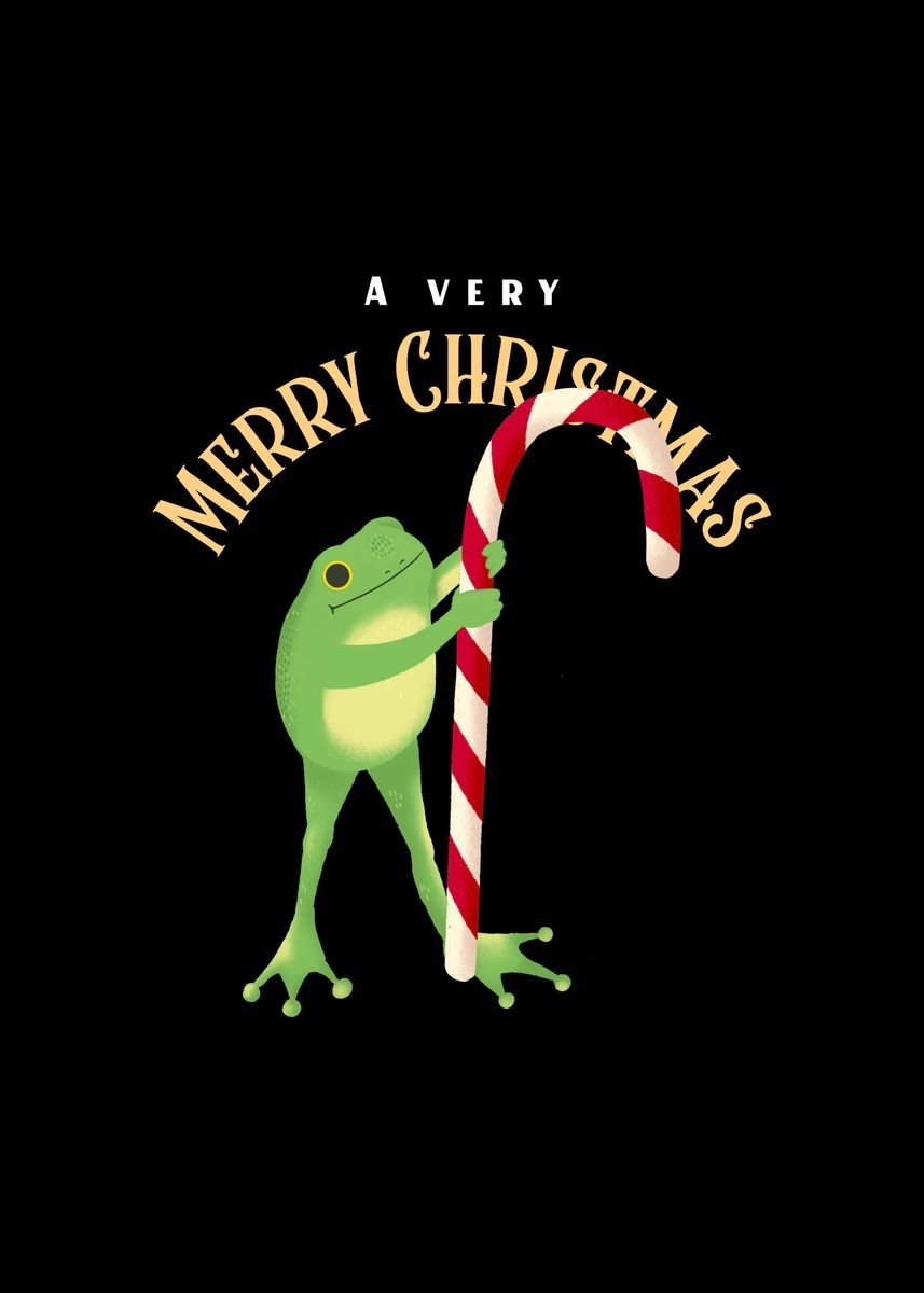 'Merry Christmas Frog' Poster, picture, metal print, paint by ...