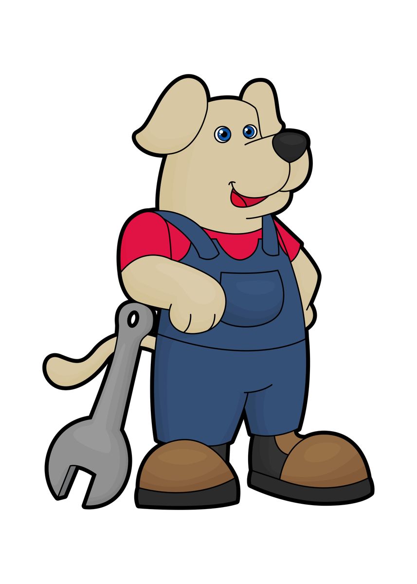 'Dog Mechanic Wrench' Poster, picture, metal print, paint by Markus ...