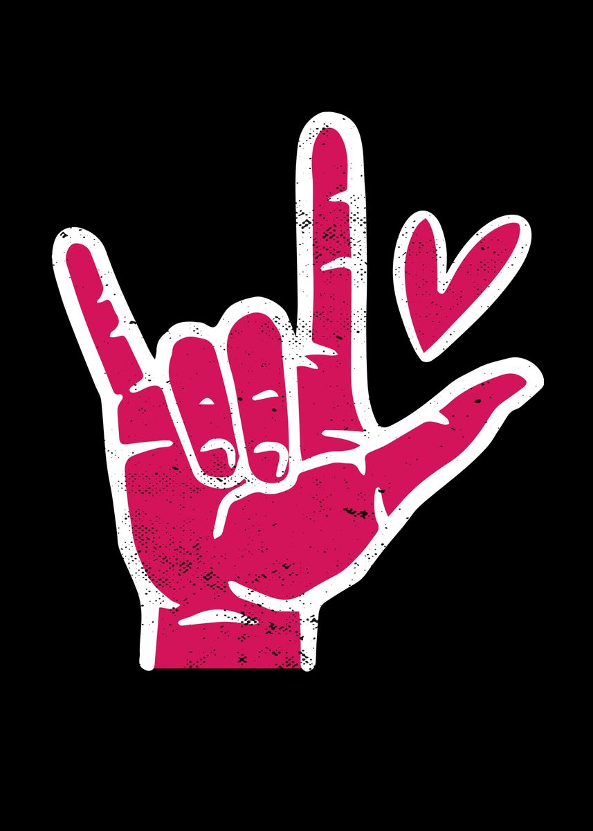 'Hand Heart Sign Language' Poster, picture, metal print, paint by ...