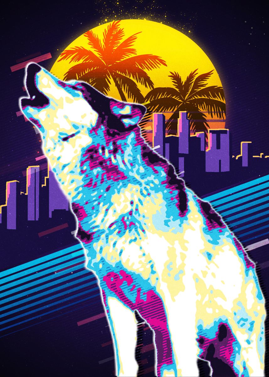 'Wolf Animal Retro' Poster by Animal Magic | Displate