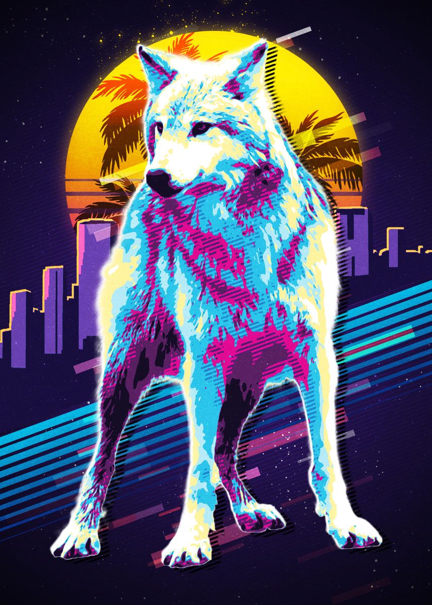 'Wolf Animal Retro' Poster by Animal Magic | Displate