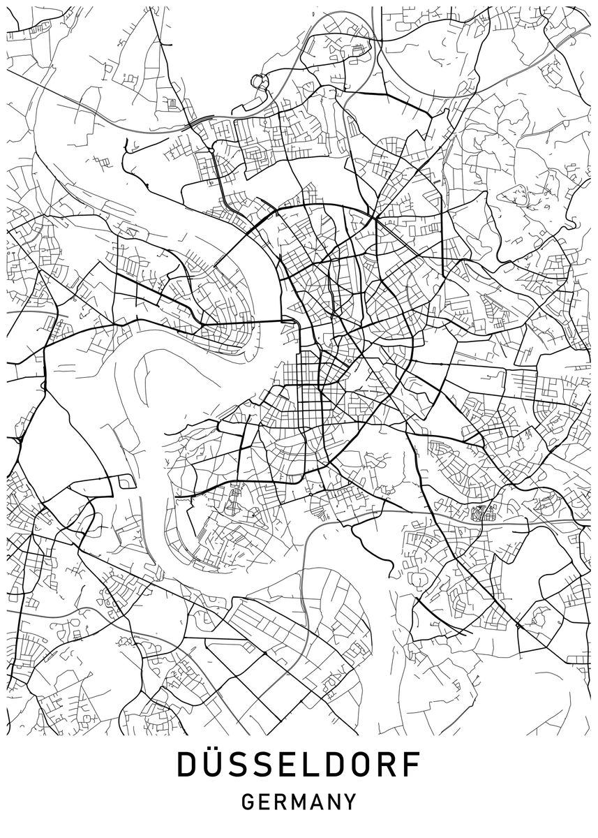 'Dusseldorf Map Germany' Poster by Max Ronn | Displate