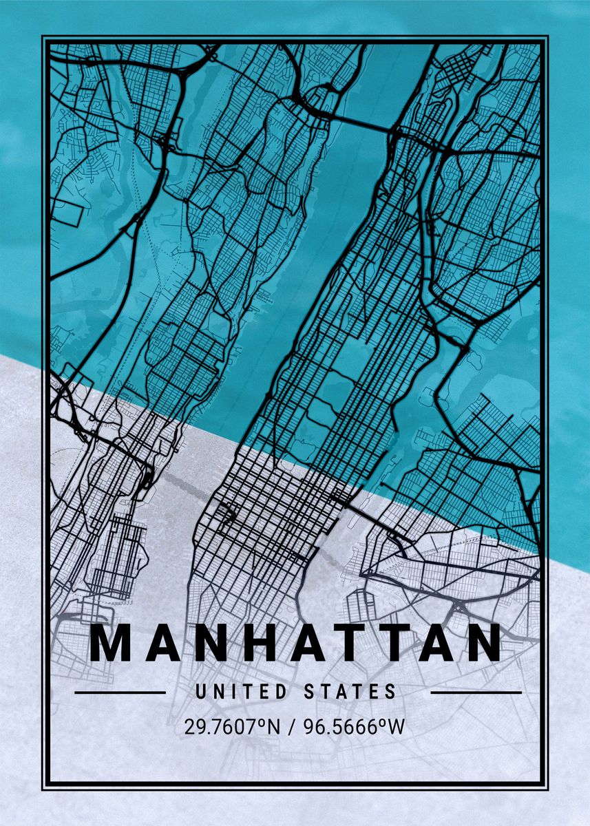 'New York Manhattan Map USA' Poster by Max Ronn | Displate