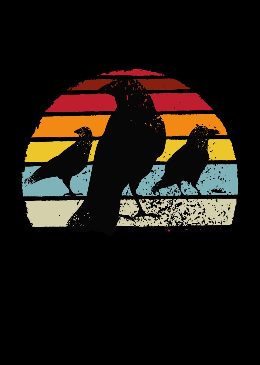 'Crows Retro' Poster, picture, metal print, paint by Mooon | Displate