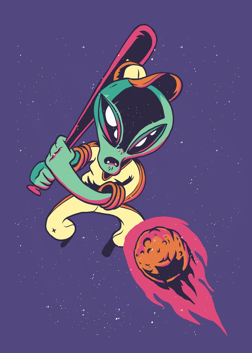 'Alien baseball soccer ace ' Poster, picture, metal print, paint by ...