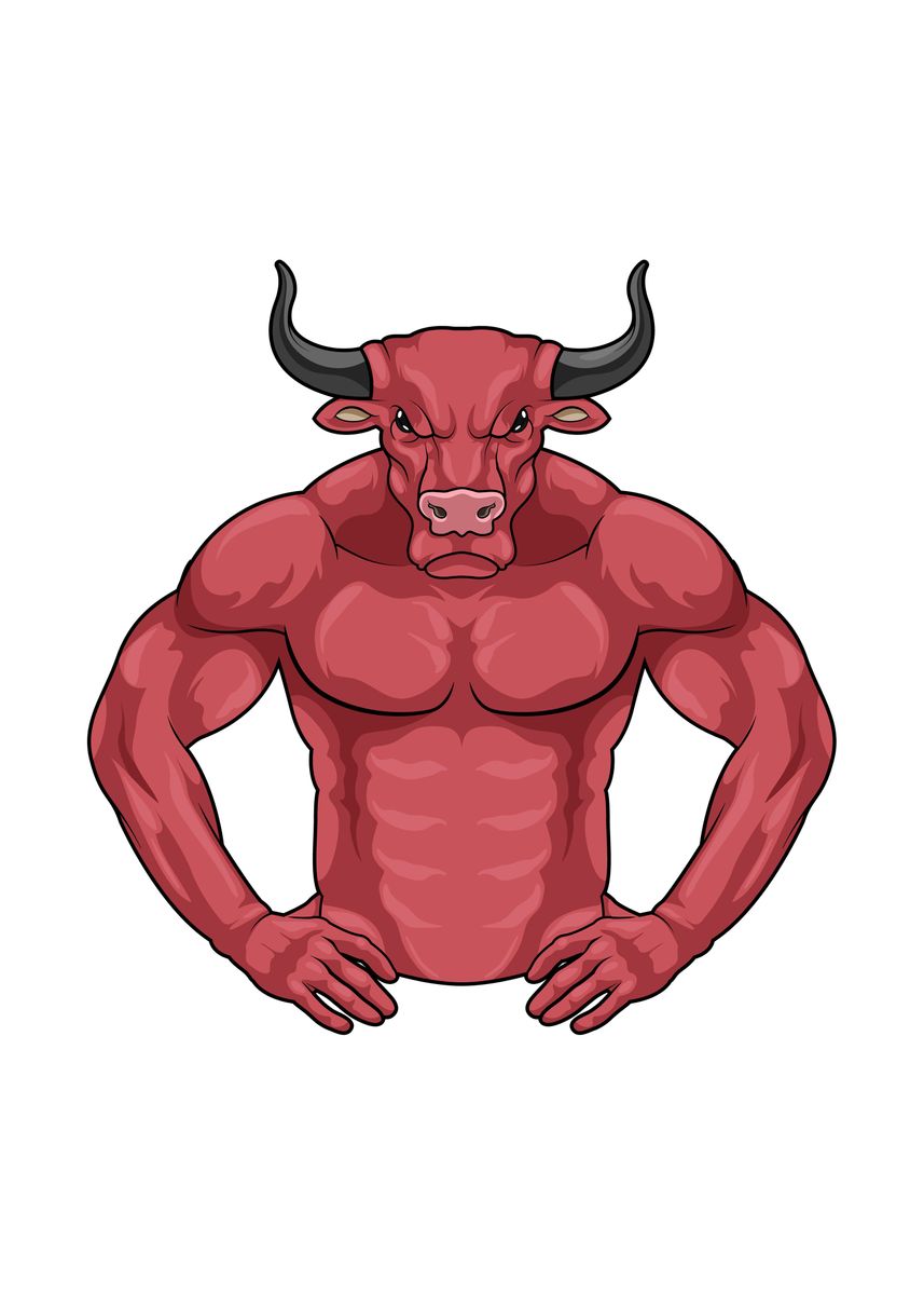 'Bull Bodybuilder Muscles' Poster by Markus Schnabel | Displate