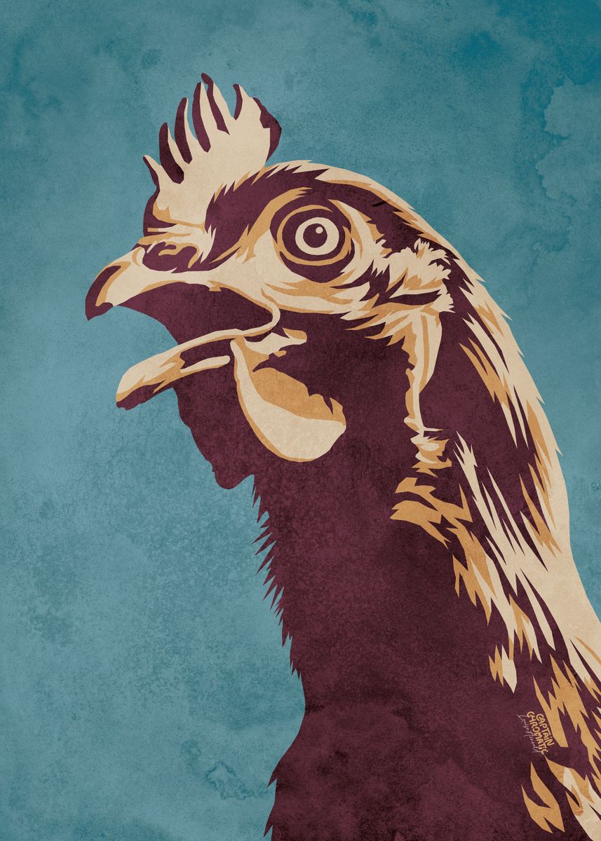 'Chicken screaming' Poster, picture, metal print, paint by Captain ...