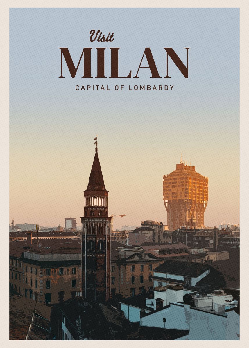 'Visit Milan' Poster, picture, metal print, paint by Mercury Club ...