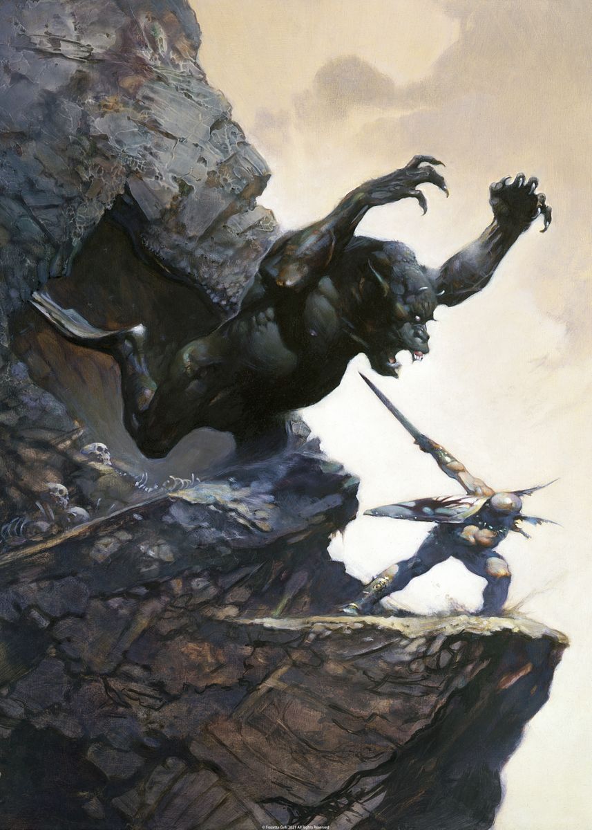 'Cave Demon' Poster, picture, metal print, paint by Frank Frazetta ...