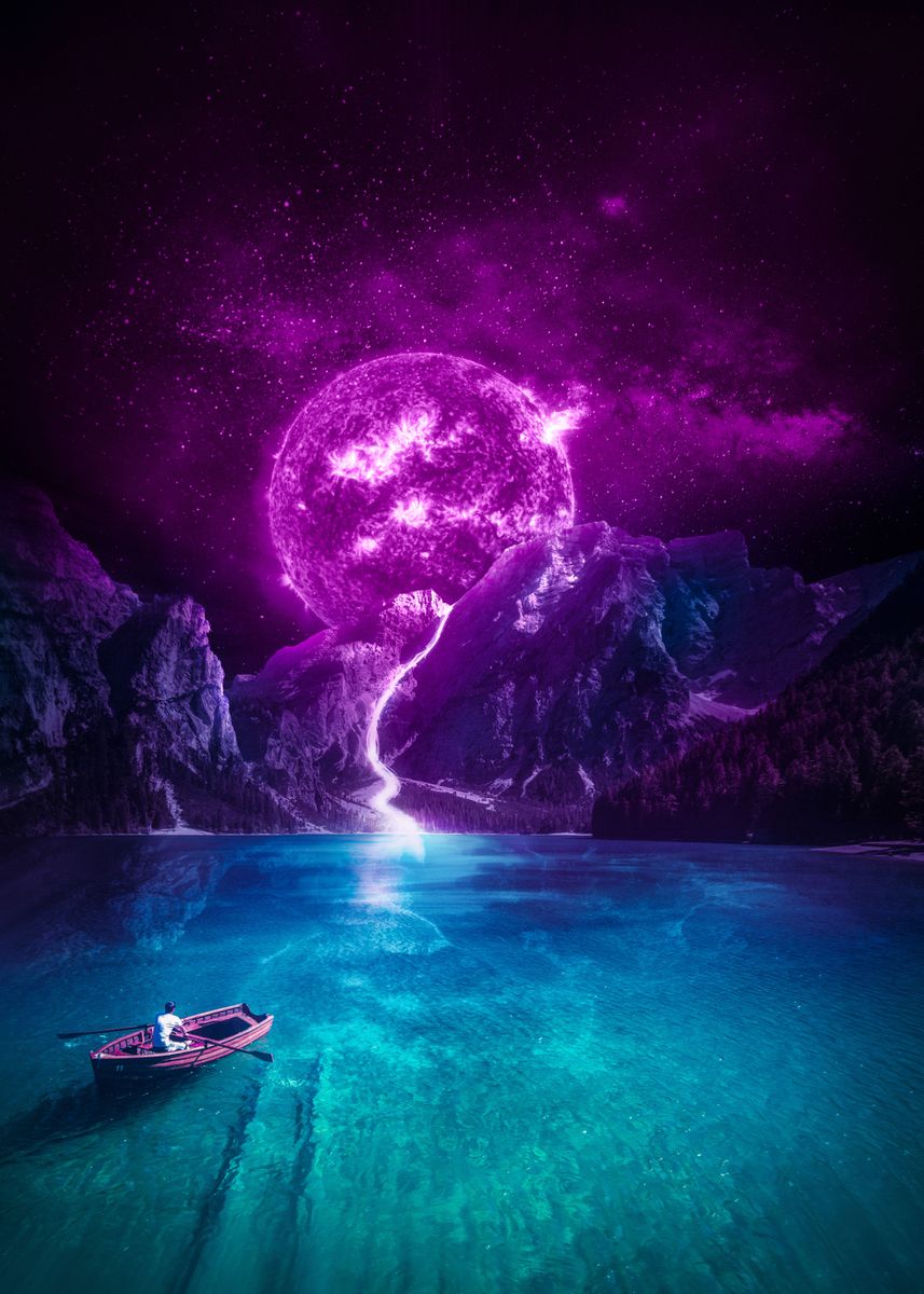 'Space lake' Poster, picture, metal print, paint by Juergen Hopfner ...