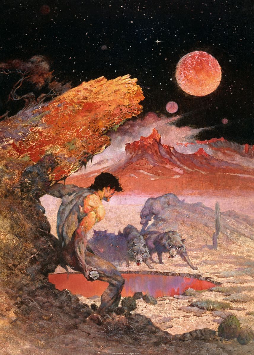 'Wolf Moon' Poster, picture, metal print, paint by Frank Frazetta ...