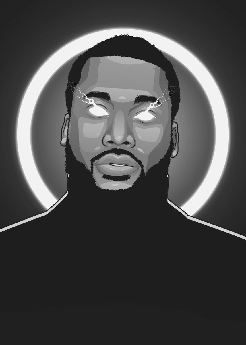 'Meek Mill Grayscale' Poster, picture, metal print, paint by Colorize ...