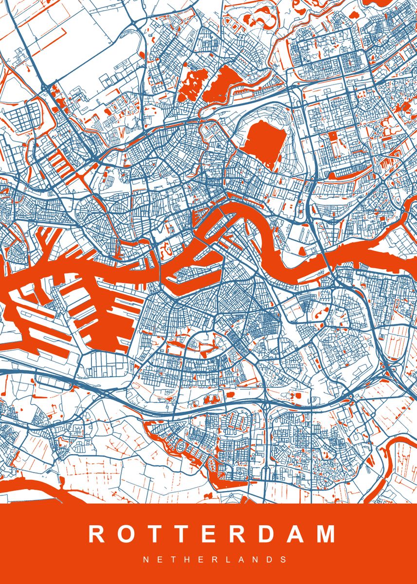 'ROTTERDAM City Map' Poster, picture, metal print, paint by UrbanMaps ...