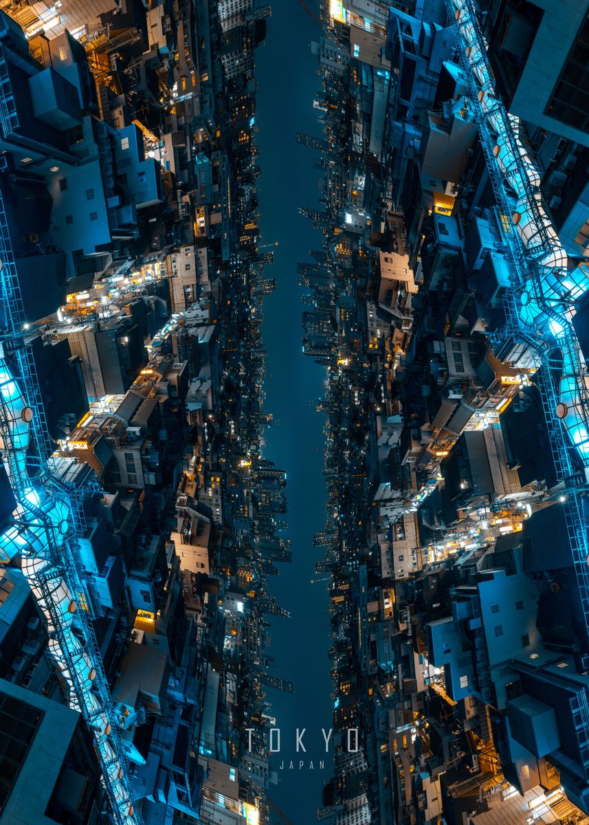 'Tokyo Reflection' Poster, picture, metal print, paint by Liam Rose ...