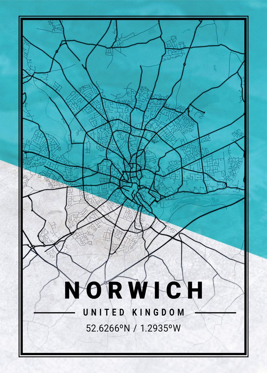 'Norwich City Map UK' Poster by Max Ronn | Displate
